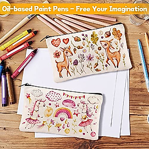 10 Pack Blank DIY Craft Bag Canvas Pen Pencil Case- Cotton Canvas for School Supplies Invoice Bill Bag Makeup Bag Cosmetic Bag Multipurpose Travel Toiletry Pouch with Black Zipper 7.9 x 4.7 inches