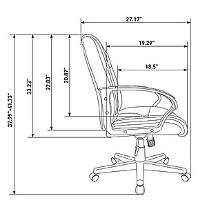 Brenton Studio® Ruzzi Vinyl Mid-Back Chair, 41-3/4"H x 24-1/2"W x 27-1/6"D, Black