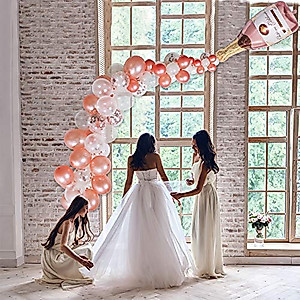 Champagne Bottle Balloon Kit, 40" Champagne Wine Bottle Rose Gold Balloon and 70PCS Balloons Garland Arch Kit Rose Gold Confetti Balloons for Wedding Birthday Bachelorette Bridal Shower Party Decorations