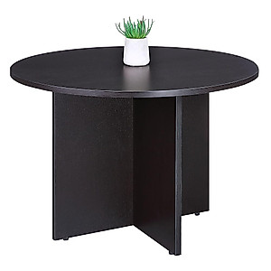 NBF at Work 42" Round Conference Tables - Thermally Fused Gray Laminate Conference Room Tables - X Base Office Meeting Table - Durable Training Tables for Brainstorming Collaboration Sessions