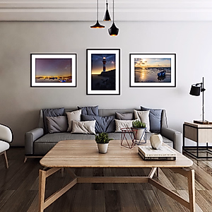 POUKROO 20x28 Poster Frame Matted to 16x24 Black Soild Wood Display Picture Puzzle Artwork Canvas Art Painting 16 by 24 with Mat Opening or 20 x 28 without Mat Horizontal or Vertical for Wall Hanging