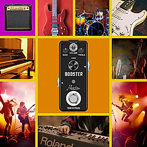 Rowin Booster Pedal with Rich Distortion Sound True Bypass LEF-318