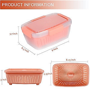 shopwithgreen 52 OZ to Go Salad Container Lunch Container, BPA-Free, Berry Boxes Keep Fresh Produce Saver Food Storage Containers with Leak-proof Lids - Clear, 68oz,Microwave Safe (Pink)