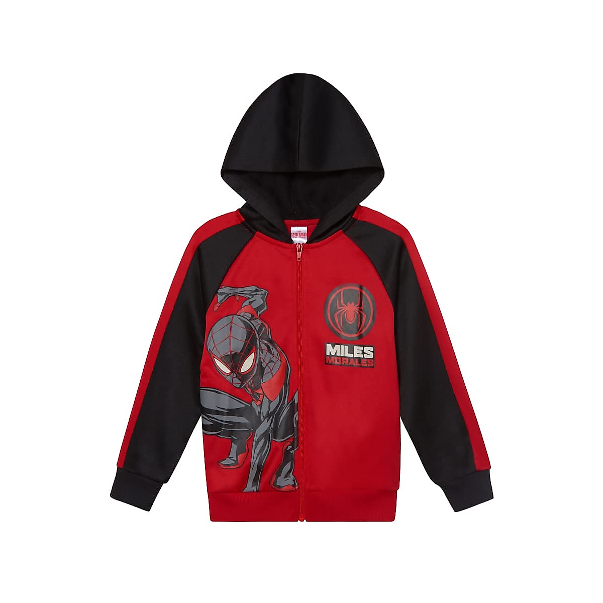 Marvel Spider-Man Boys 3-Piece Fleece Pants Sets, Spiderman Zip-Up Hoodies, T-Shirts, and Pants Sets for Boys (Miles Morales Red, 4)