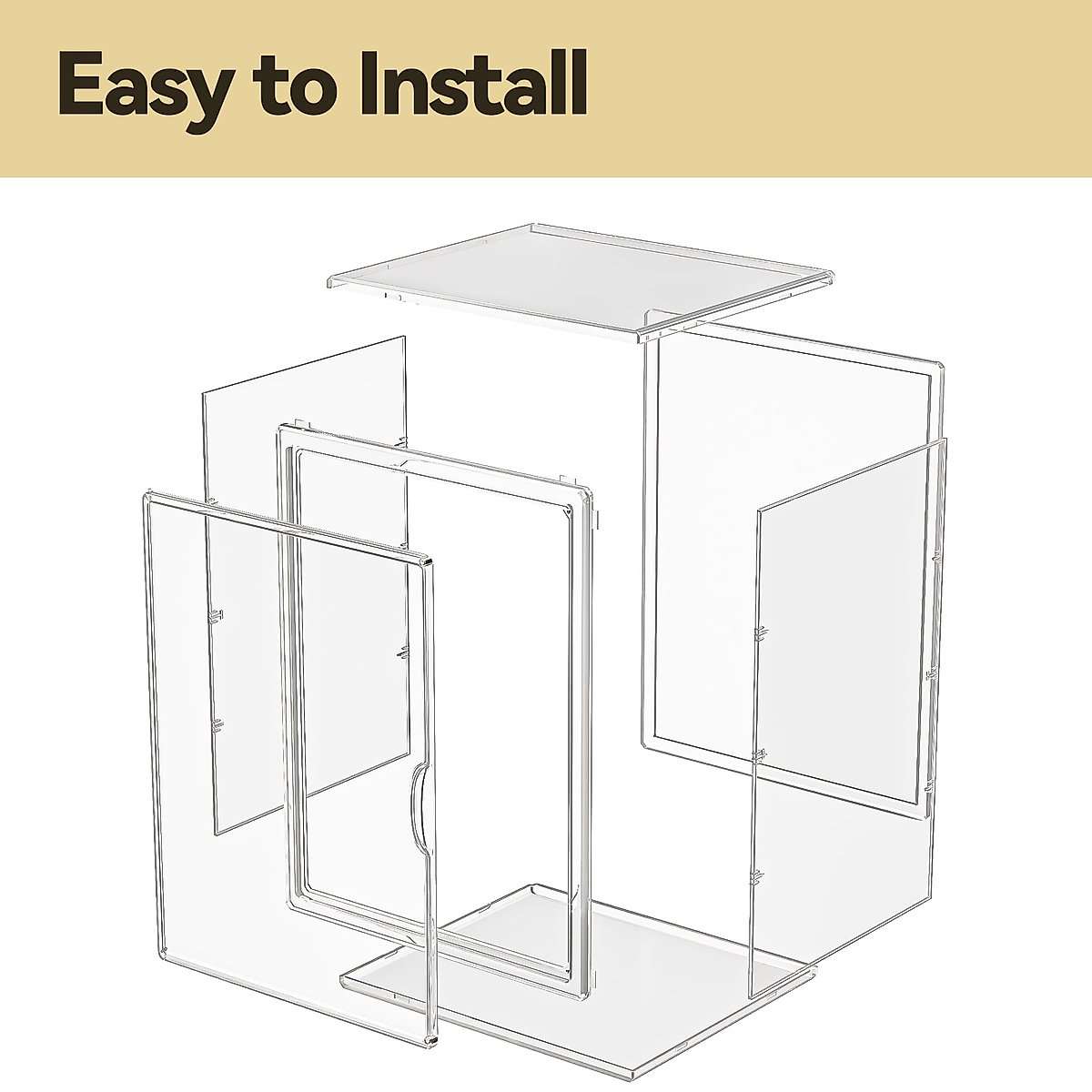 IYINIYI 15.75''x11.81''x9.84'' XX-Large Clear Shoe Storage Boxes with Divider, Stackable Plastic Boot Boxes with Magnetic Door, Acrylic display case Box with Lids for Sneaker Purses Handbags Books (3)