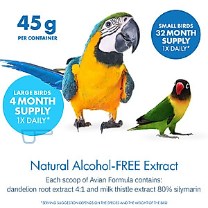 Avian Milk Thistle + Dandelion Root Dietary Supplement for Parrots, All-Natural Liver Formula (120 Servings)