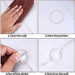 12 Pcs Door Stoppers Wall Protector, Door Knob Wall Shield, Clear Round Silicone Door Handle Bumpers, Reusable Self Adhesive Door Stops Shock Absorbent for Doors Knobs Handles Wall (Round)