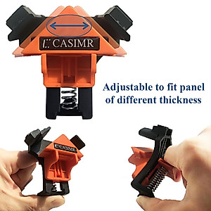C CASIMR 90 Degree Corner Clamp, 4PCS Adjustable Single Handle Spring Loaded Right Angle Clamp,Swing Woodworking Clip Clamp Tool
