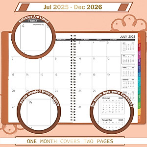 Monthly Planner 2023-2024 - 18 Monthly Planner 2023-2024 from July 2023 to December 2024, Planner 2023-2024 with Tabs, Leather Calendar Planners, Twin-Wire Binding+Inner Pocket+Contacts+Passwords
