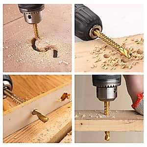 WEAVERBIRD Drill Bit Set - Step Drill Bit Set (3Pcs) and Serrated Drill Bit Set (3Pcs), Titanium Coated HSS Multifunctional Drill Set, 3-8mm Serrated Saw Drill Bit for Wood Metal Plastic