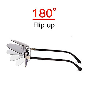 YAMEIZE Polarized Clip-on Sunglasses Anti-Glare UV400 Protection Flip Up Rimless Lens for Prescription Glasses (Grey)