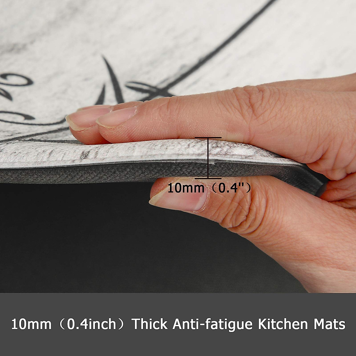 HEBE Anti Fatigue Kitchen Mat Set of 2 Non Slip Cushioned Kitchen Mats for Floor Waterproof Farmhouse Kitchen Rugs and Mats Set Comfort Standing Desk Mat Carpet for Sink,Office,Laundry