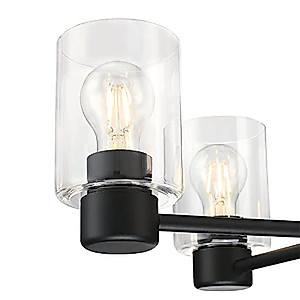Westinghouse Lighting 6115300 Sylvestre Transitional Five-Light Indoor Chandelier, Matte Black Finish, Clear Glass