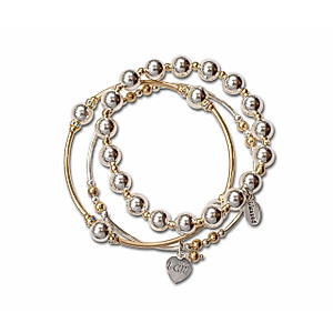 Made As Intended I Am Blessed Bracelet Trio in Sterling Silver and Gold (Silver & Gold, 8.00)