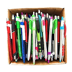 2lb Box Assorted Ink Pens - Plastic, Metal, Retractable, Cap (approx 100 pens)