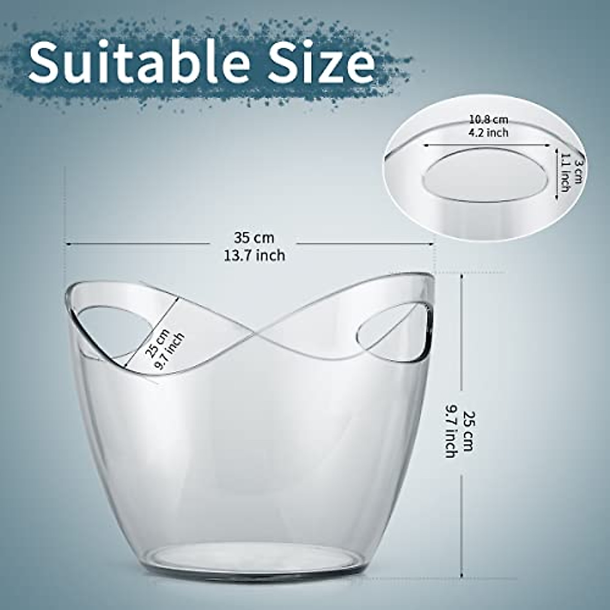 Ice Bucket Parties Wine Bucket Plastic Clear Acrylic For 8 Liter Plastic Tub Perfect for 5 Champagne, Wine or Beer Bottles(1 Pieces,8 Liter)