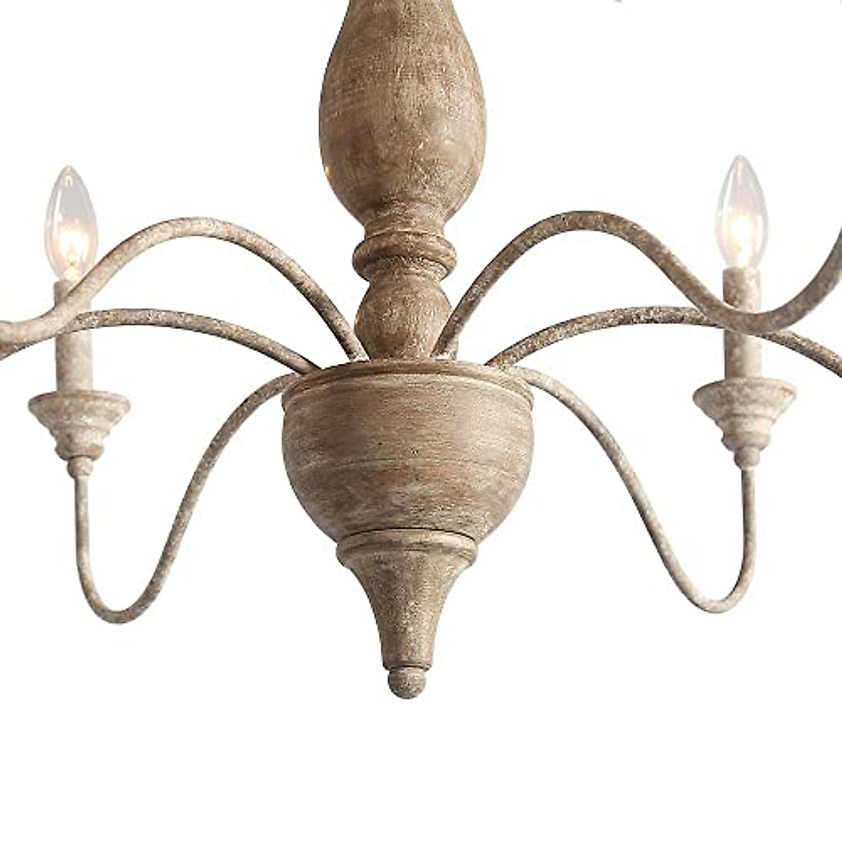 LNC French Country Chandeliers Wood 6 Lights Rust Arms for Dining, Bedroom, Living Room and Bathroom, Brown
