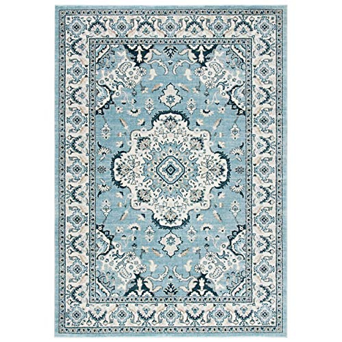 SAFAVIEH Isabella Collection 8' x 10' Light Blue/Cream ISA921M Oriental Non-Shedding Living Room Bedroom Dining Home Office Area Rug