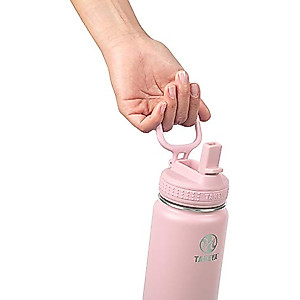 Takeya Actives Kids Insulated Stainless Steel Water Bottle with Straw Lid, 14 Ounce, Blush & Actives Insulated Stainless Steel Water Bottle with Straw Lid, 32 Ounce, Blush