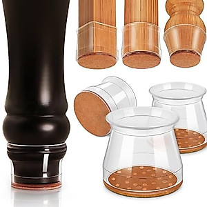 Ansible 24 pcs Chair Leg Floor Protectors, Furniture Felt Pads Silicone Covers caps for Chairs,Chair Leg Protectors for Hardwood Floors (Small fit:0.9''-1.29'')