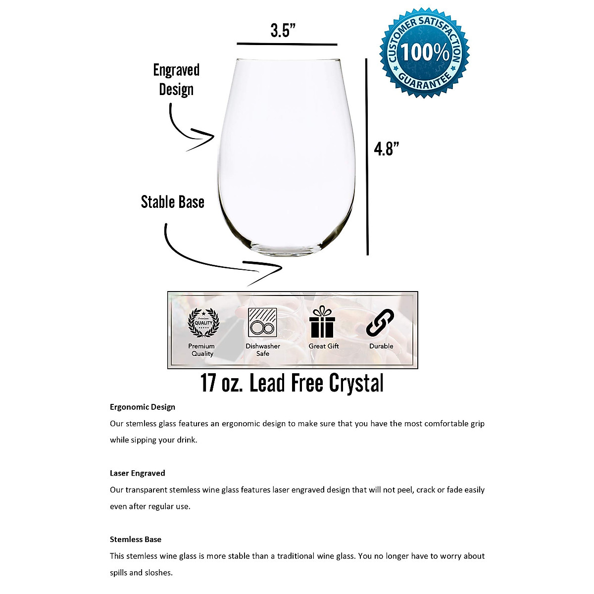 Penguin Chill Out stemless wine glass, 17 oz.