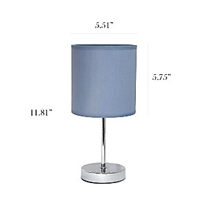 Simple Designs LT2007-PRP Chrome Mini Basic Table Lamp with Fabric Shade, Periwinkle Purple