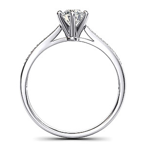 14k white gold 1.0 CT Classic 6-Prong Simulated Diamond Engagement Ring Graduated Side Stones Promise Bridal Ring (10.5)