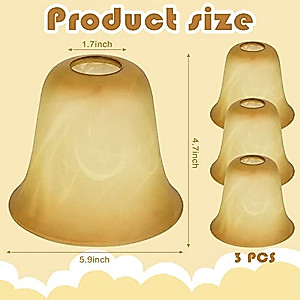 Pangda 3 Pcs Amber Glass Shade Chandelier Shade Cracks Glass Shade Ceiling Fan Light Covers Ceiling Fan Lamp Replacement Bell Shaped Chandelier Shades Antique Lampshade for Vanity Pendant Lighting