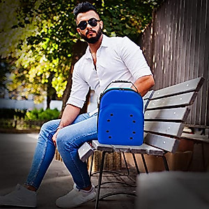 Hat Case for Caps - Cap Storage for Baseball Caps with Carrying Handle & Shoulder Strap – Hard EVA material - This Organizer Holder Protects up to 6 Hats - Ideal for Traveling & At-Home Storage (Blue)