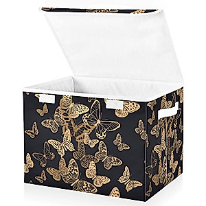 innewgogo Butterflies Storage Bins with Lids for Organizing Cube Cubby with Handles Oxford Cloth Storage Cube Box for Study Room