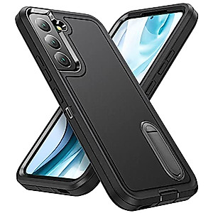 BaHaHoues for Samsung Galaxy S22 Case, Samsung S22 Phone Case with Built in Kickstand, Shockproof/Dustproof/Drop Proof Military Grade Protective Cover for Galaxy S22 5G 6.1 inch (Black)