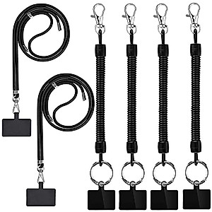SUSSURRO 4 Sets Phone Case Anchor and Tether Stretchy Phone Wrist Strap Universal Cell Phone Lanyard Tether Neck Strap Outdoor Hiking Skiing Climbing Compatible with iPhone Samsung Most Smartphones