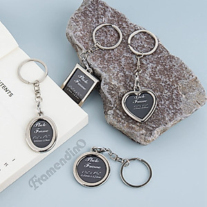 Framendino, 10 Pack Mini Photo Keychain Set Metal Frame Keychain Pictures Holder Detachable Key Chains DIY Photos Key Ring Pack Locket Photo Frame Key Rings for Wedding Birthday Gift