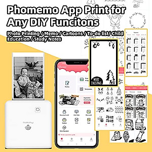 Phomemo M02Pro Mini Sticker Printer - 300DPI Bluetooth Pocket Printer, 15/25/50mm Label Maker, Compatible with iOS & Android, Wireless Printer for Retro Picture, Gift, Office, Home Labeling- White