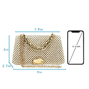Women Mini Straw Woven Cross-body Bag Chain Strap Shoulder Bag Beach Chain Top-handle Bag