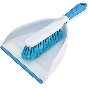 EVERCLEAN Dustpan & Brush Set - Professional Grade Ergonomic Brush Design & Soft Molded Lip for Maximum Efficiency - Aqua/White (6670)