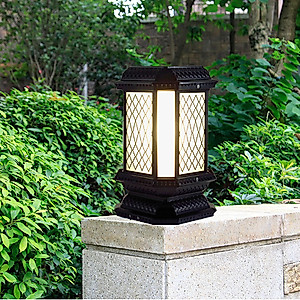 Post Lights LED Solar Stigma Headlight, Dual Purpose Waterproof Outdoor Pillar Lantern Modern Minimalist Garden Home Villa Column Lamp Decoration Patio Villa Balcony Gate Street Post Lighting