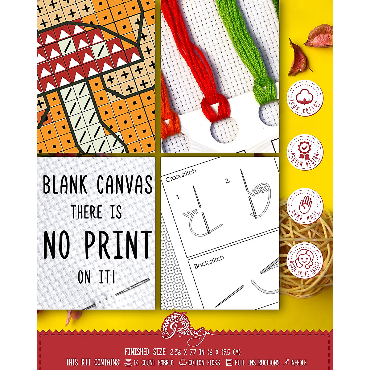 Povitrulya Mushroom Fox - Counted Cross Stitch Bookmark Kit - Handmade Gift