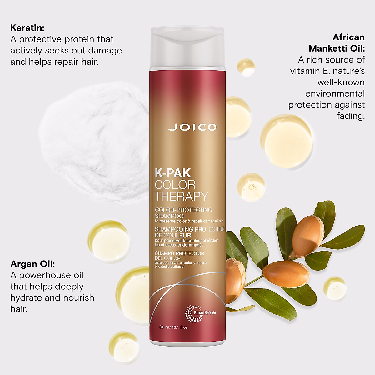 Joico K-PAK Color Therapy Color-Protecting Shampoo | For Color-Treated Hair | Boost Shine | Improve Elasticity | Repair Breakage | Rebuild Damaged Hair | With Keratin & Argan Oil | 10.1 Fl Oz