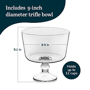 Libbey Selene Footed Glass Trifle Bowl, 9-inch