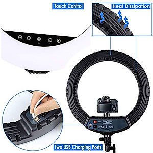 18 inch RGB Ring Light Kit AMAZKER LED with Stand and Phone iPad Holder 25 Color Modes 3000-6000K Dimmable 10 Brightness Level Up to 5000 Lux Circle Light for Live Stream/Makeup/YouTube/Vlog/Tiktok