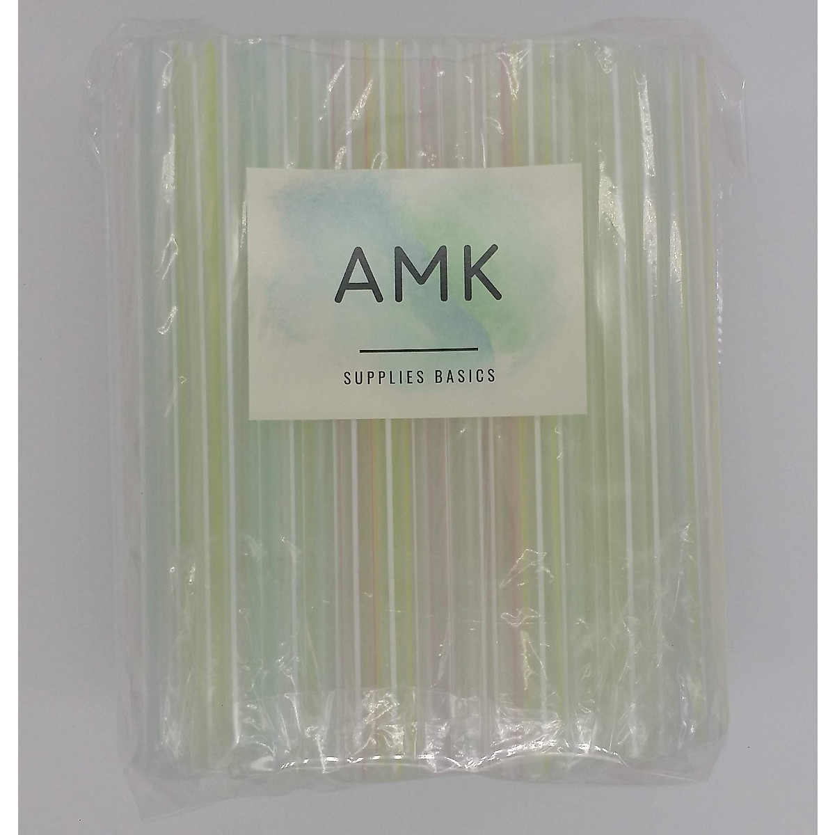 AMKL 120 Count EXTRA WIDE Fat Boba Bubble Tea Smoothie Drinking Straw 8 1/2" Striped. Plastic Rods for Tiered Cake Construction