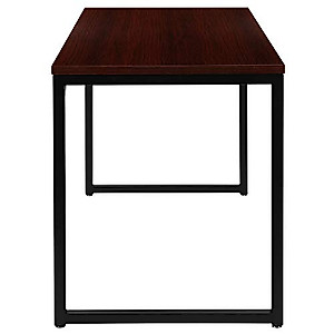 Flash Furniture Tiverton Industrial Modern Desk-Mahogany/Black Commercial Grade Computer Desk-47" Sturdy Home Office Desk-Writing Desk