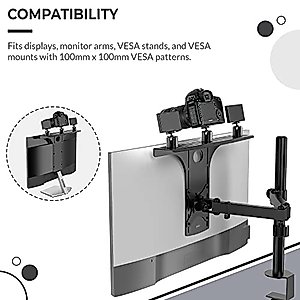 HumanCentric DSLR Monitor Mount – Monitor Shelf for Desk Camera Mount, Light Webcam and Microphone Camera Shelf for Monitor VESA Arm, Replace Clamp Tripods for Camera Desk Mount, Large