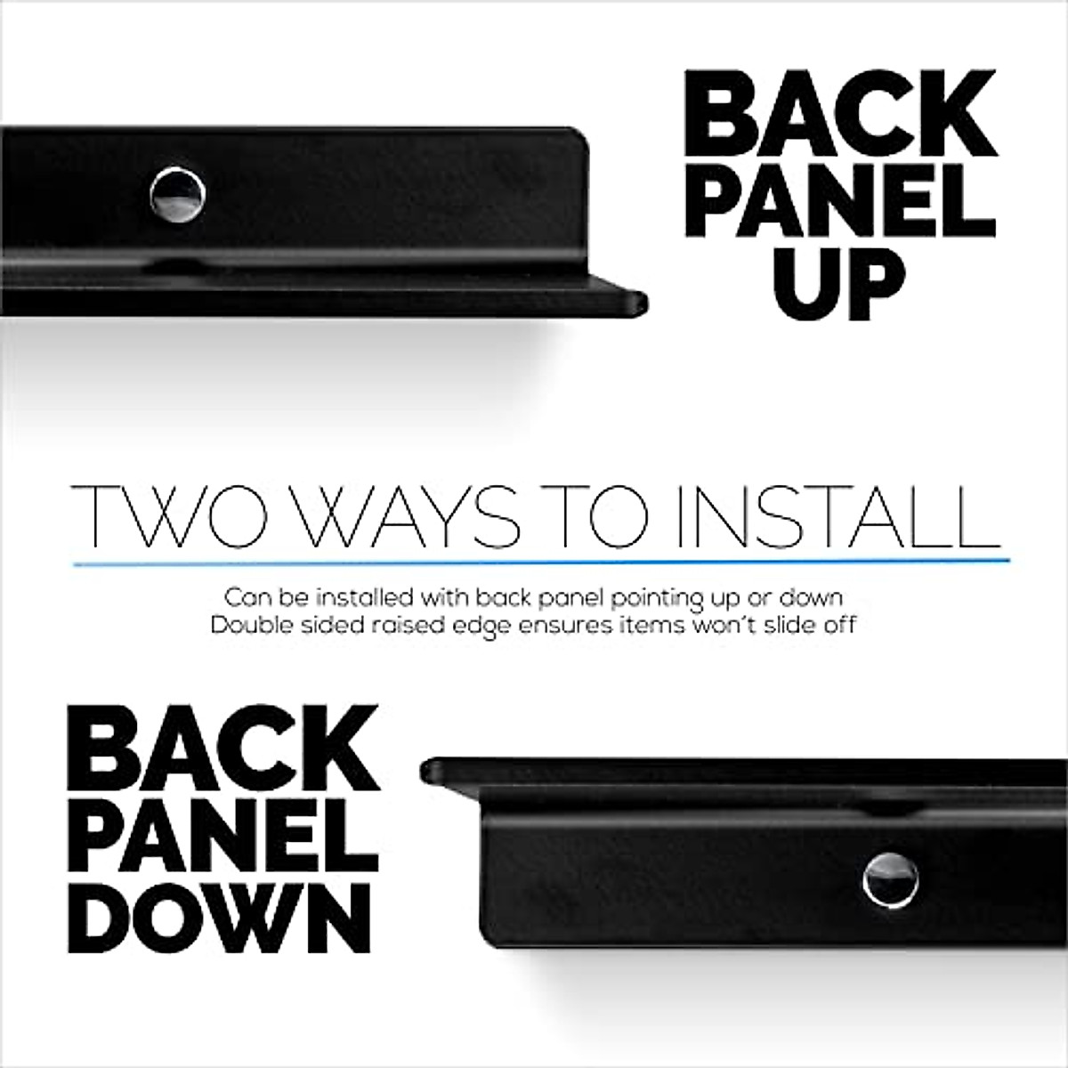 BRAINWAVZ 19.5" Floating Metal Wall Shelf for Books, Organizer, Speakers, Plants, Cameras, Books, Decor Display, Storage, Routers & More Wide Universal Holder Shelf (Black)