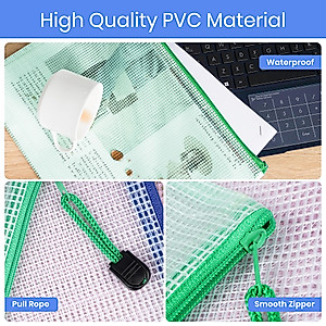 Omnifense 20pcs File Document Pouch B4 Letter Size, Versatile Mesh Plastic Zipper Bag for Office Supplies, School Stationery, Travel Organization, and Toy Storage, Waterproof Materials