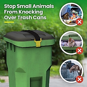 Gadgetzan 1 Pcs Trash Can Locks for Animals,Garbage Can Locks for Animals with Metal Claw,Adjustable Trash Can Lid Lock Outdoor,Garbage Can Straps Clips for Animals Keep Out Raccoon,Bear - Black