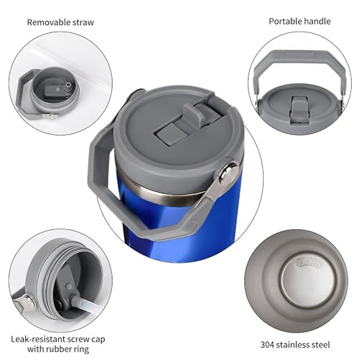 El Salvadorean Honduras Flag 30 OZ Insulated Tumblers with Handle And Straw Leakproof Vacuum Insulated Stainless Steel Water Bottle for Car Fishing Travel