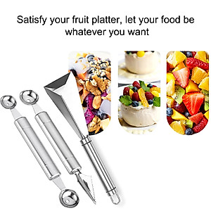 Klyuqoz Fruit Carving Tools, Fruit Carving Knife Pack of 3, Stainless Steel Vegetable Carving Tools, Melon Baller Scoop DIY Carving Knives for Home Kitchen