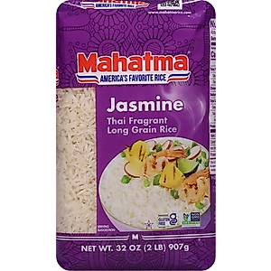Mahatma Jasmine Rice, 2lb Bag of Rice, Thai, Indian, or Cambodian Fragrant Flavored Rice, Stovetop or Microwave Rice
